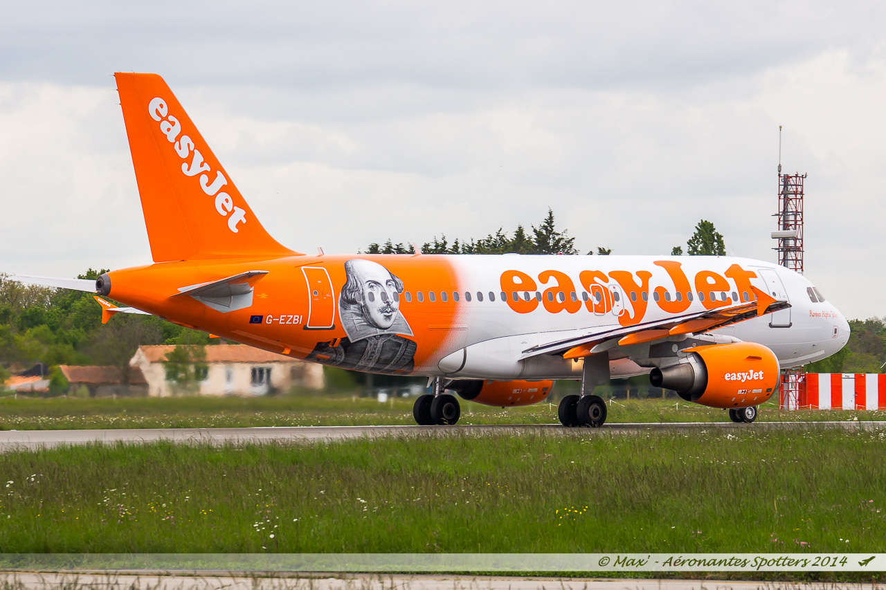 Spotting du 24/04/2014 : A319 G-EZBI Easyjet "Shakespeare"