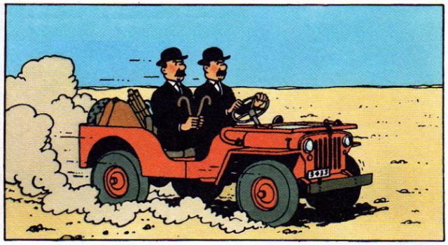 Photo Les Dupont dans le désert de l'album Tintin