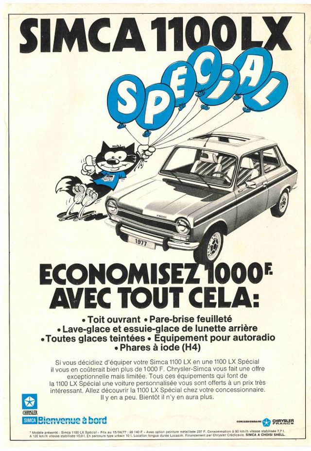 Simca 1100 LX dans une concession en 1977